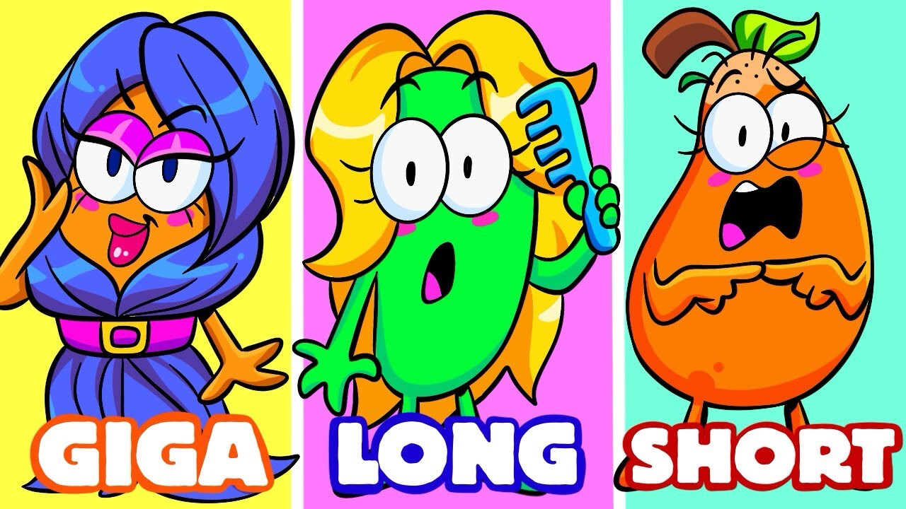 SHORT Hair vs LONG Hair vs GIGA LONG Hair | Pear Couple Global - YouTube