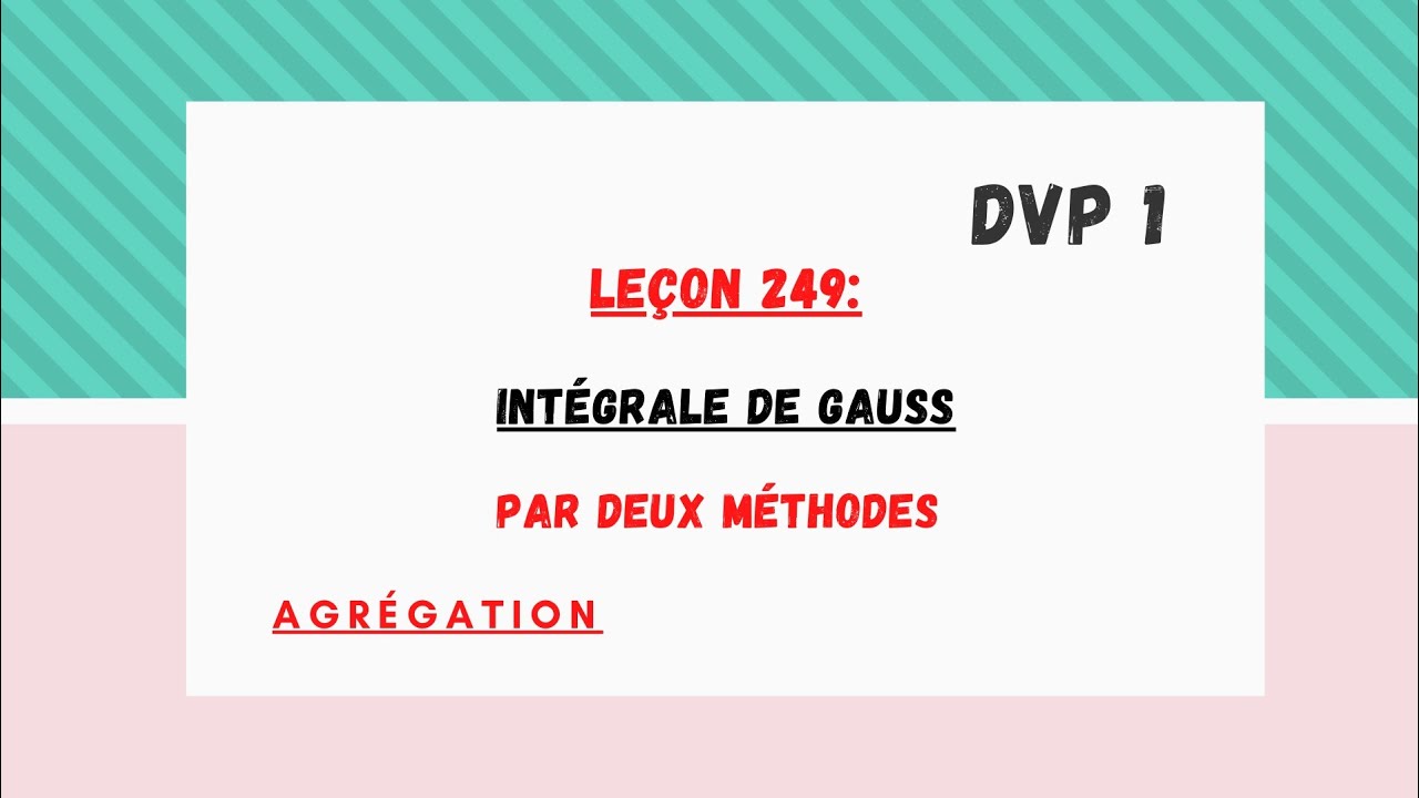 intégrale de Gauss par deux méthodes différentes - YouTube