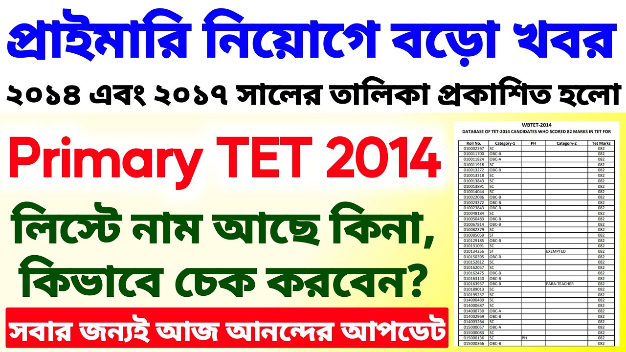 Primary 2014 Result List | WB Primary Tet Interview Date News Today | primary tet 2017 result ...