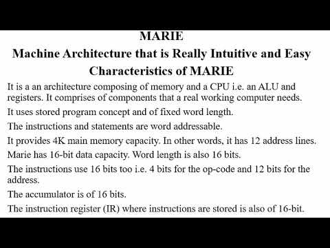 MARIE Architecture Characteristics and Feature: MARIE Assembly Language ...