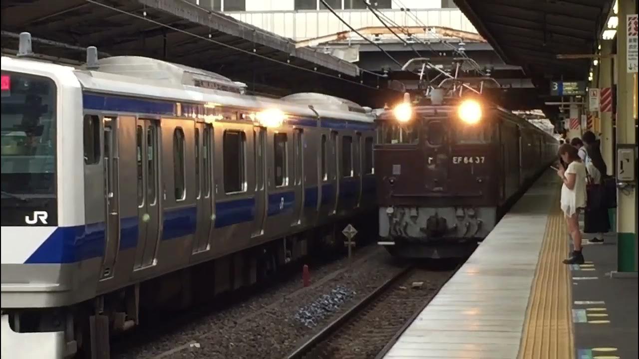 EF64-37(茶釜)+E26系カシオペア12連 常磐線 松戸通過 - YouTube