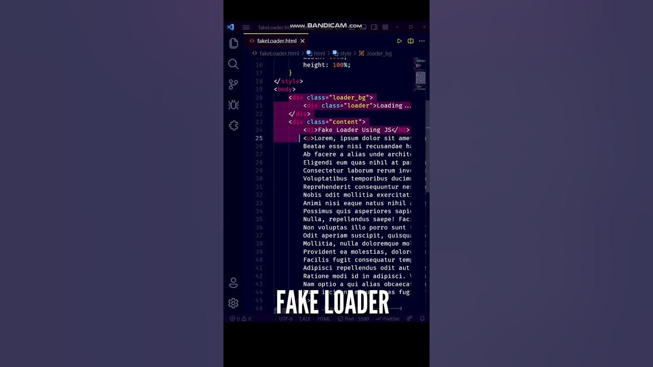 😋😋 Create Fake Website Loader Using Html Css And Javascript Shorts Javascript Html Css Coding
