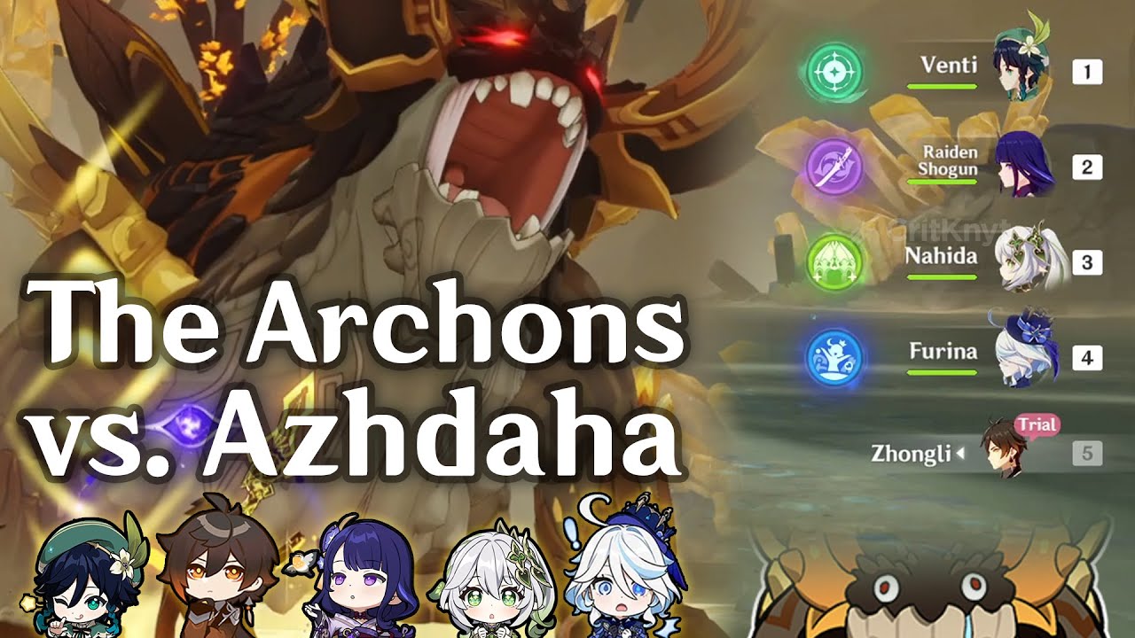After 3 years... The 5 Archons vs. Azhdaha!! (Genshin Impact) - YouTube