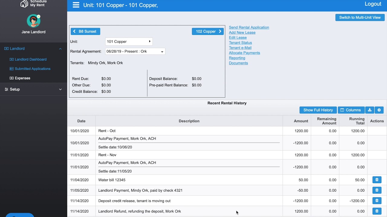 Rental Property Management Software Unit Dashboard - YouTube