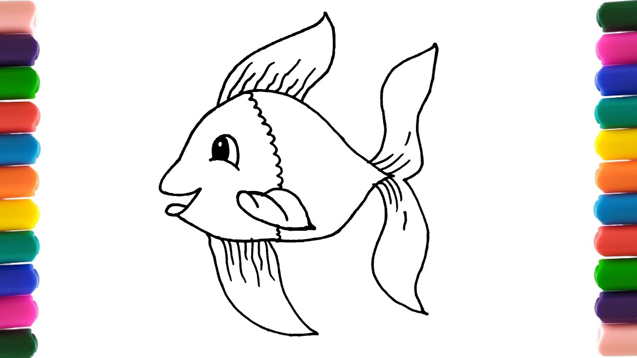 How to draw fish ।। Easy fish drawing ।। Fish drawing and colouring ...