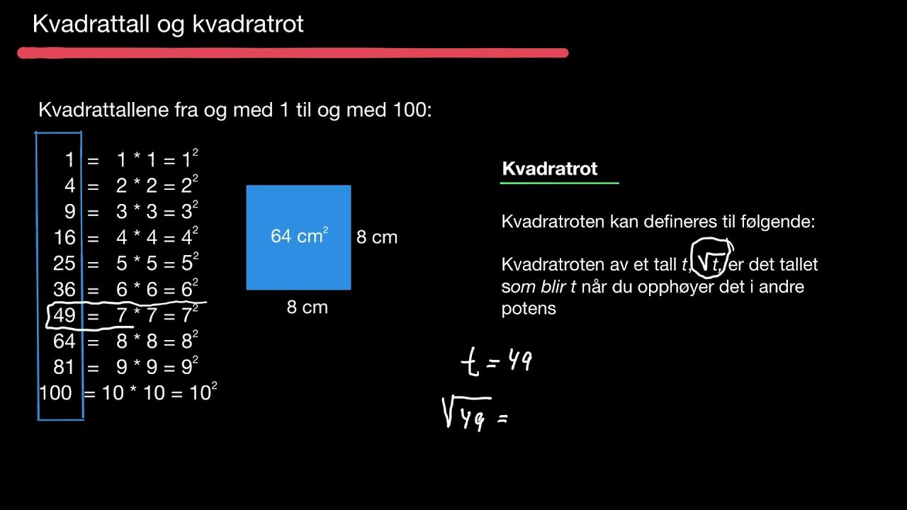 Kvadrattall og kvadratrot - YouTube