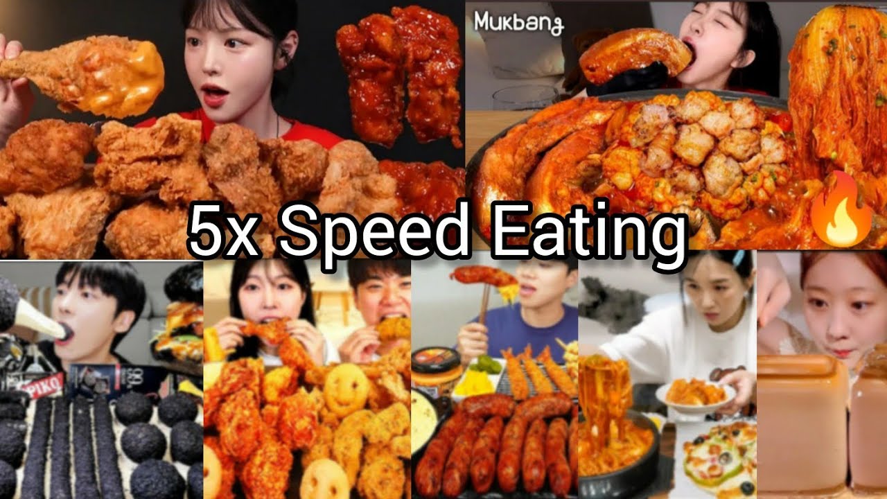 5x Speed Eating Sound | BEST COMPILATION | ASMR MUKBANG | Satisfying ...