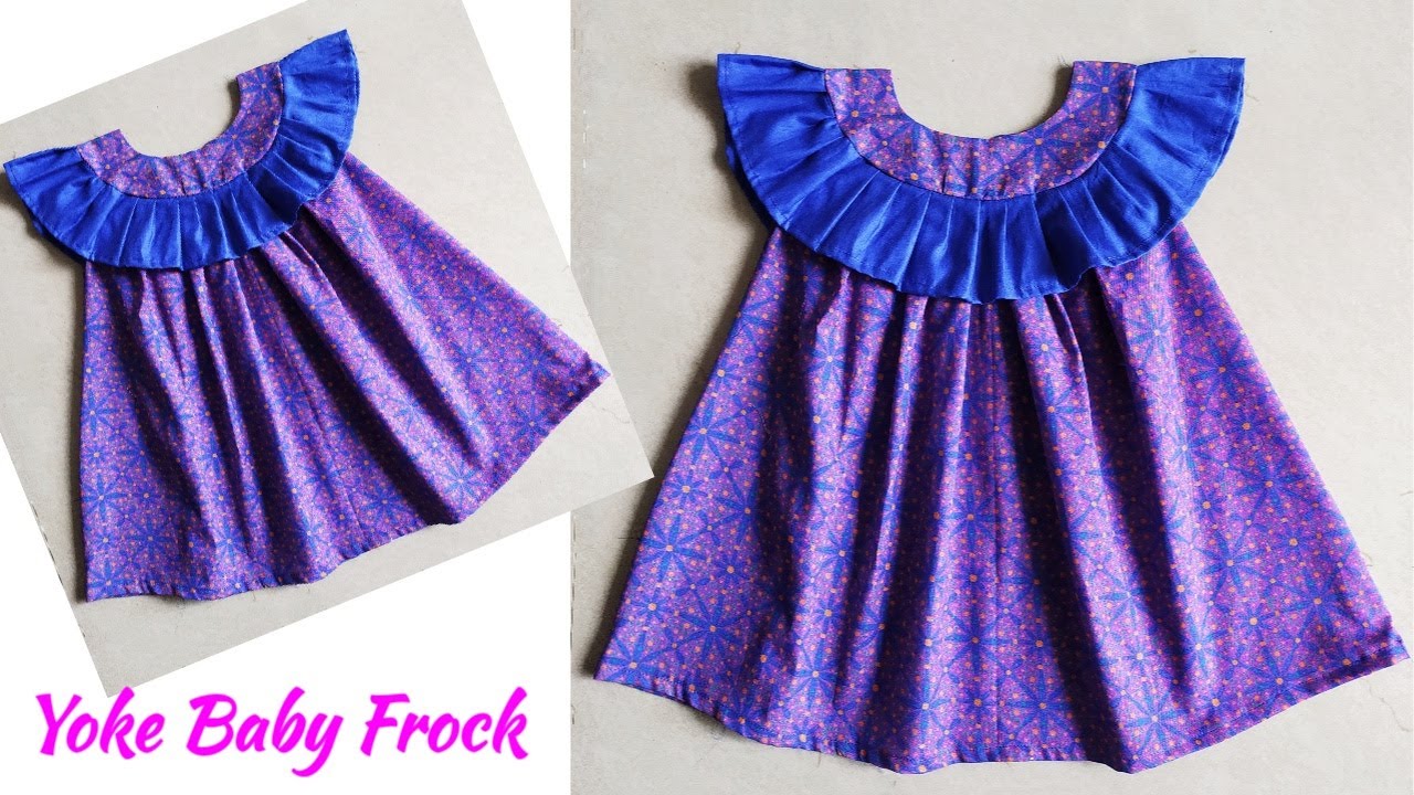 Yoke Frill Neck Baby Frock Cutting and Stitching - YouTube