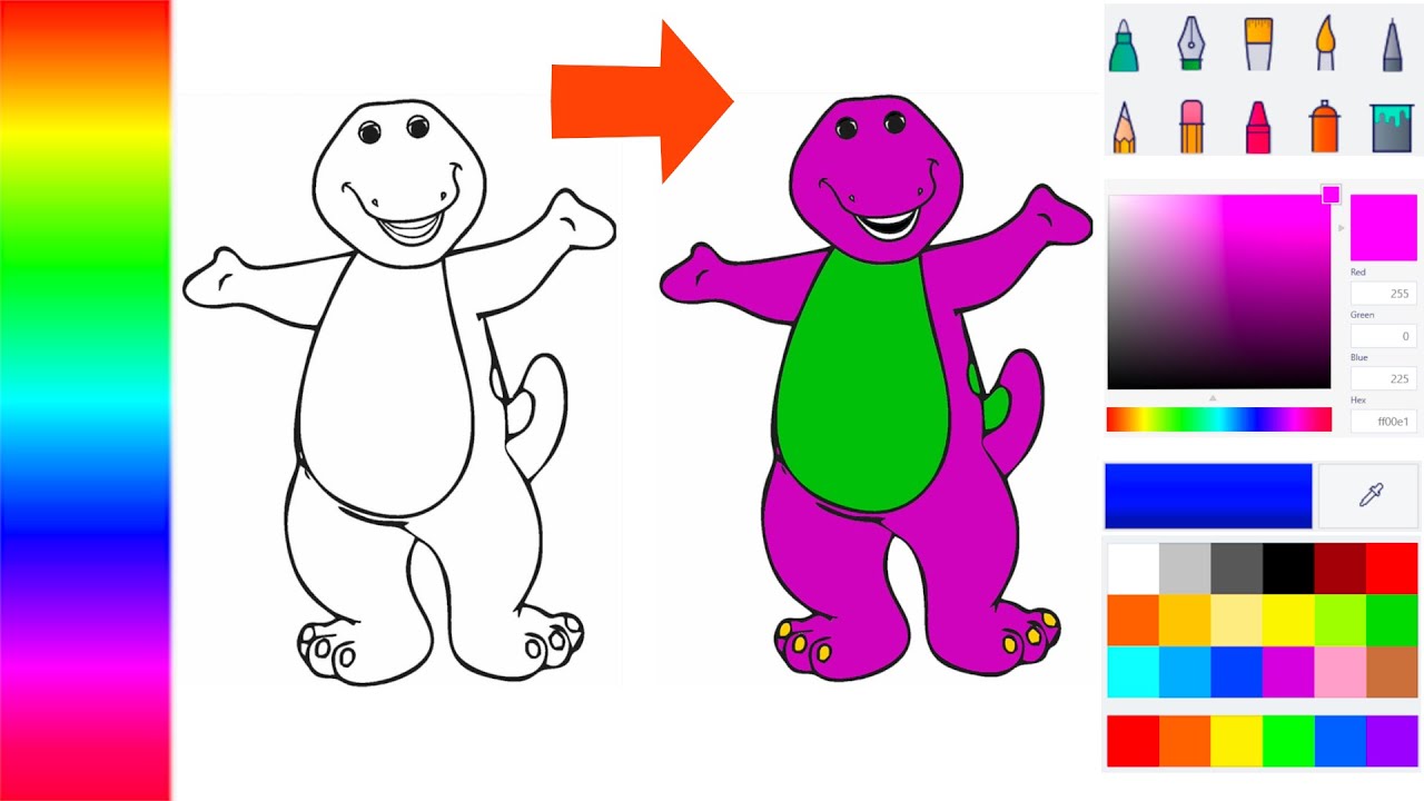 Como Pintar / Colorear a Barney en mi Compu con MS Paint 3D - YouTube