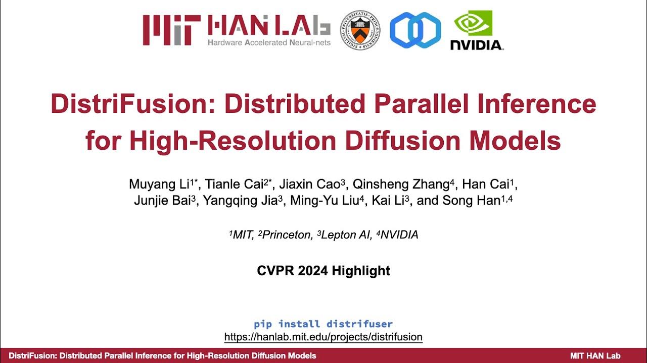 DistriFusion: Distributed Parallel Inferencefor High-Resolution Diffusion Models - YouTube