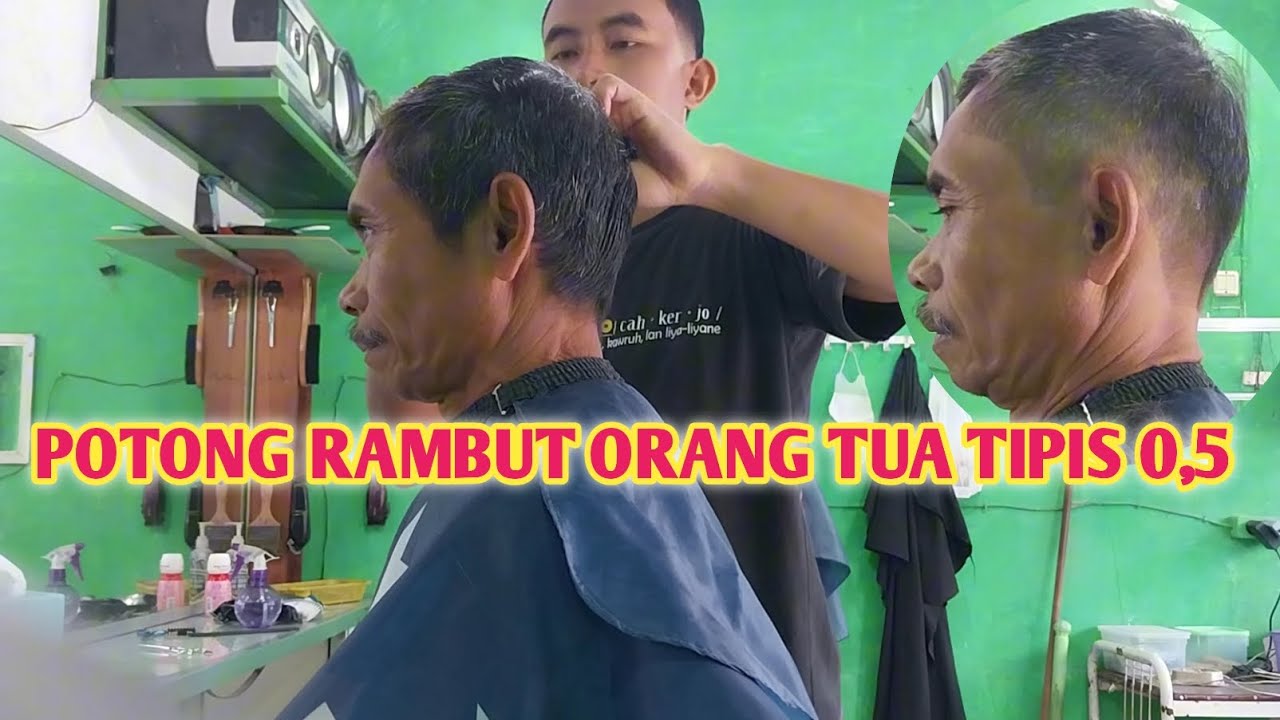 Tutorial Potong Rambut Pria Model Tipis 0,5 Rapi Orang tua Pemula harus ...