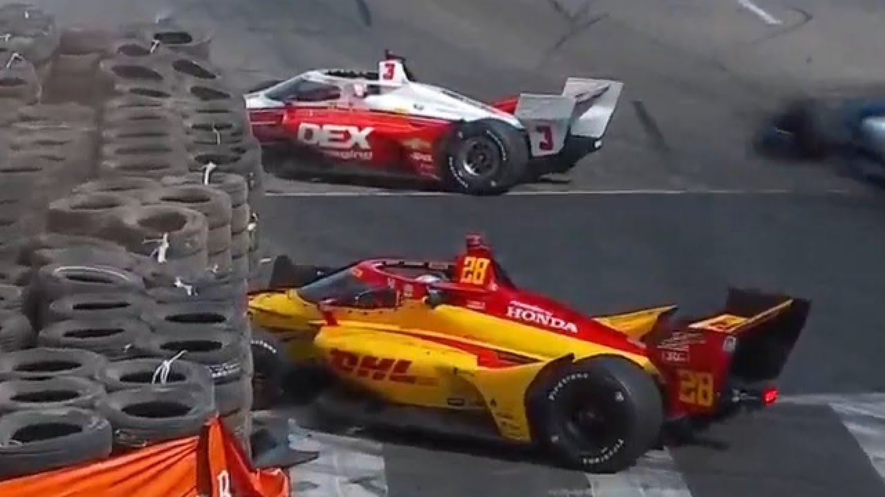 Romain Grosjean And Scott McLaughlin Crash - 2023 Firestone Grand Prix ...