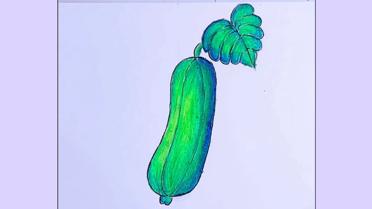 How to draw cucumber step by step (very easy) || Easy vegetable drawing ...