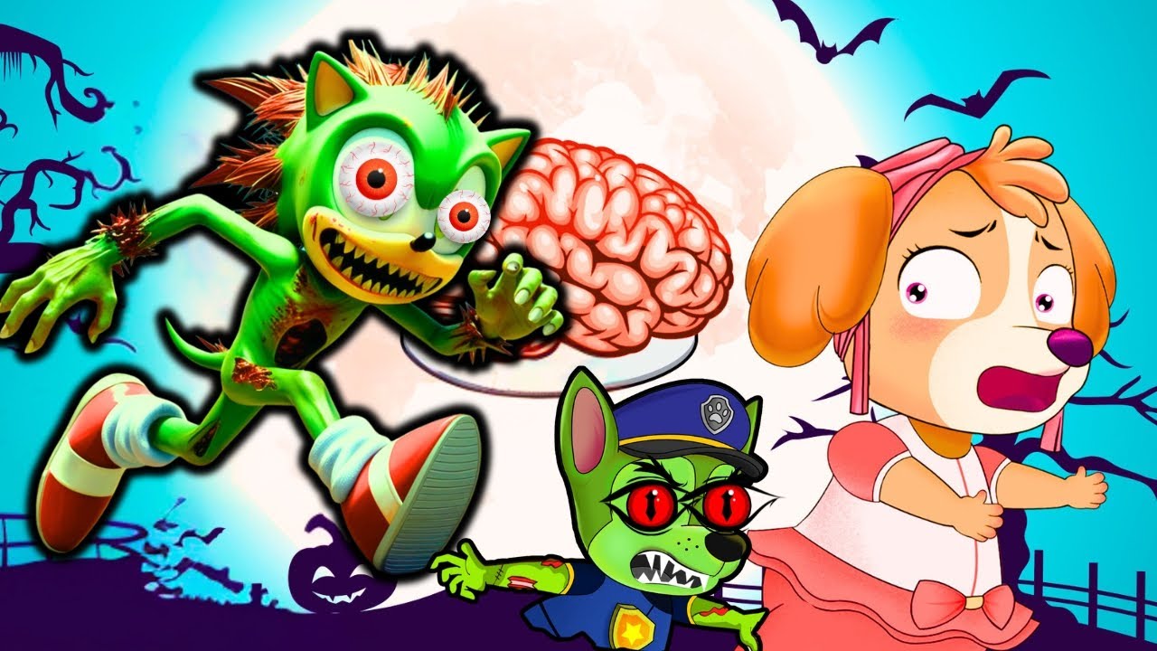 Paw Patrol Mighty Pups VS SHIN SONIC TAPES ZOMBIE Skye Fights Mayor ...