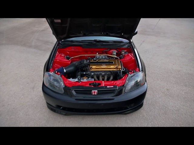 Red Ek Coupe Stance