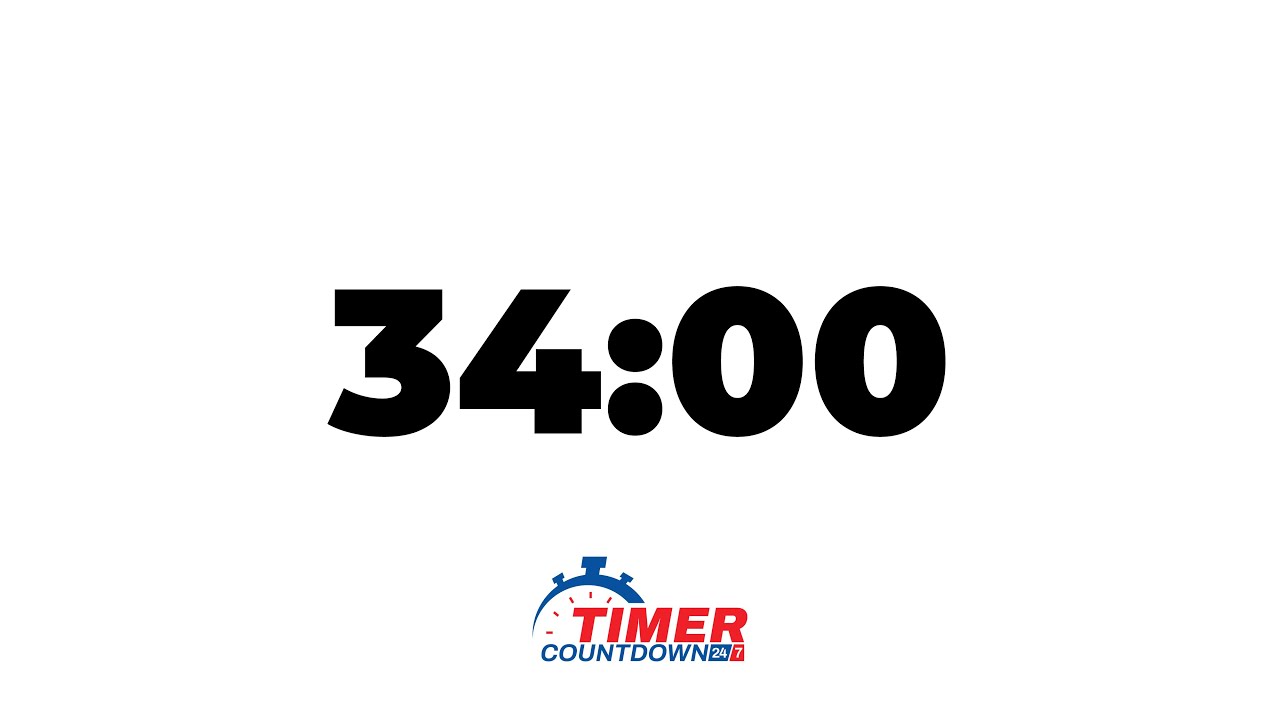 34-Minute Timer | White Screen Countdown with Alarm - YouTube