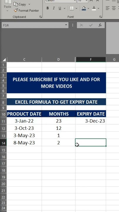 How to calculate Expiry Date of Products in Excel - Tips & Tricks - YouTube