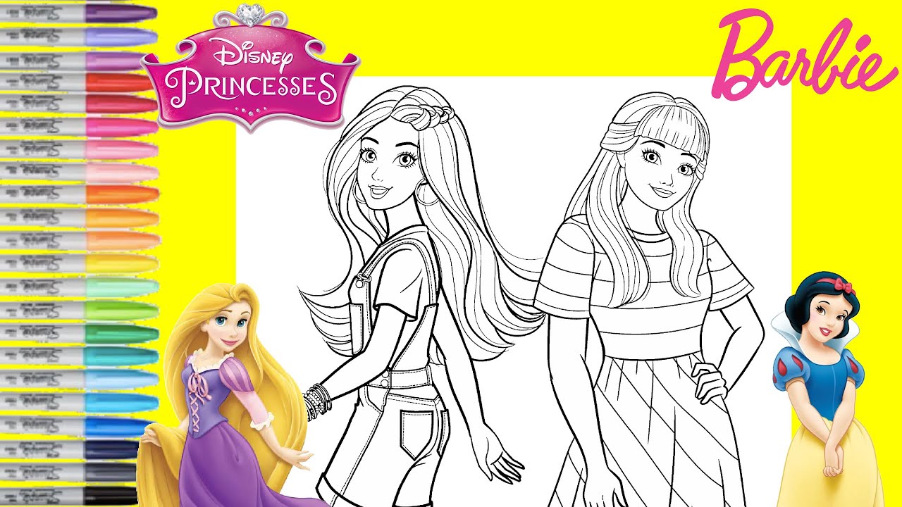 Barbie and Friends Makeover as Disney Princess Rapunzel and Snow White ...
