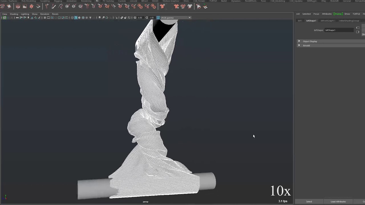 Maya Bifrost MPM Twisting and Tearing Cloth test - YouTube