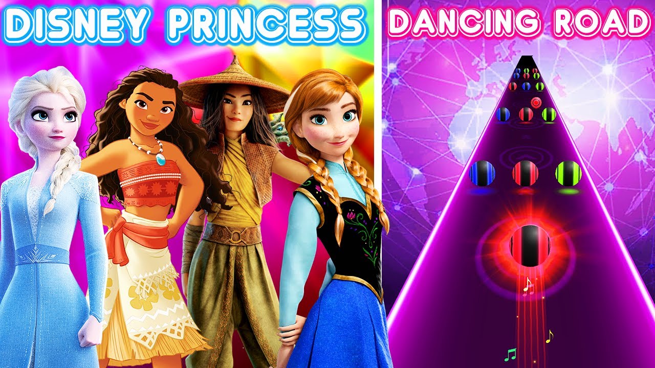 Elsa vs Anna vs Raya vs Moana And More Disney Princess In Dancing Road ...