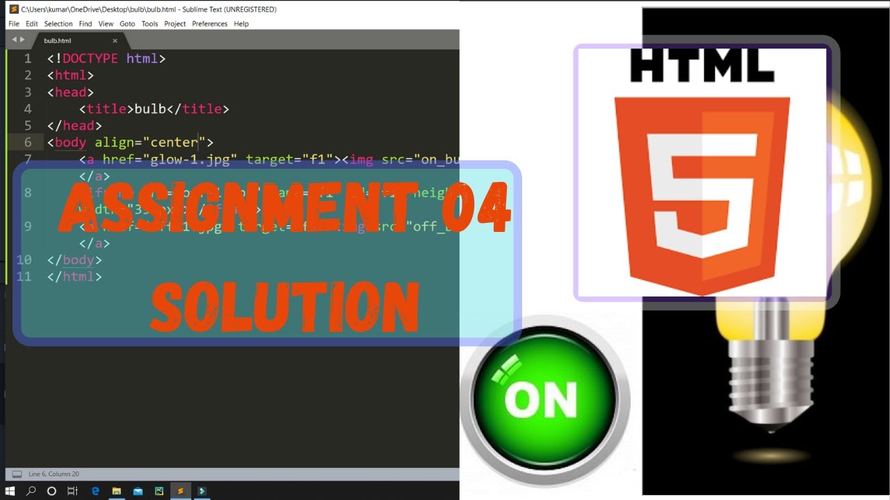 Html Assignment 4solution With Source Code How To Create Onoff Bulb Using Html In Hindi 2020 2332