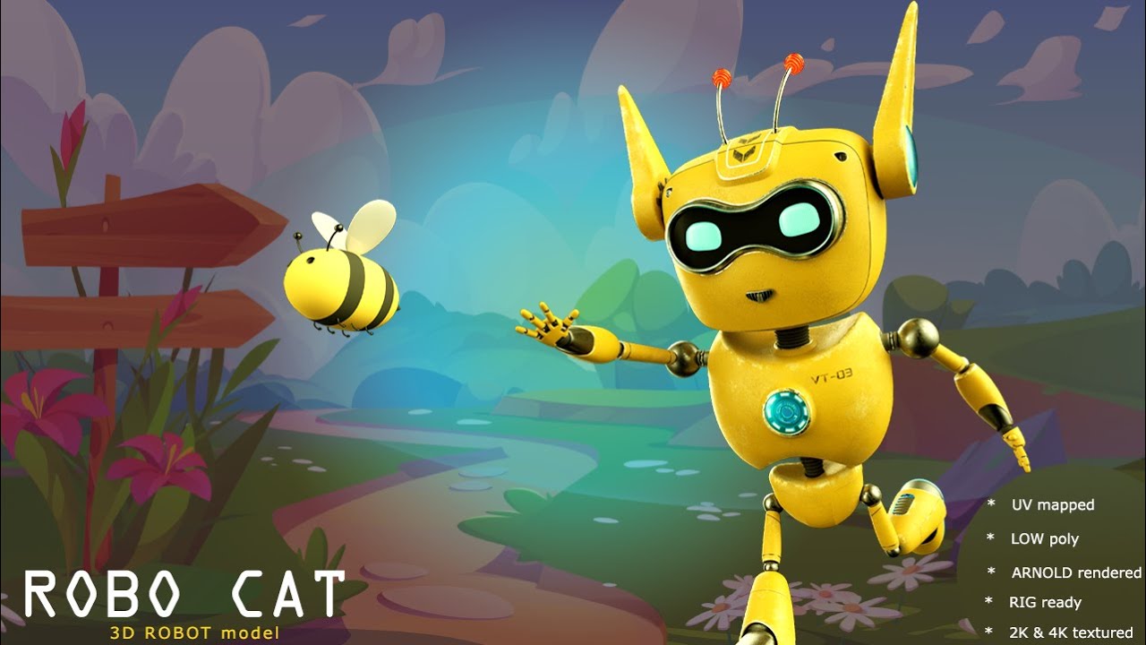 3D Rigged Robotic Character ROBO CAT #3d #animation #maya3danimation # ...