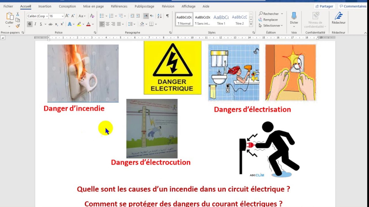 préventions des dangers du courant électrique - YouTube
