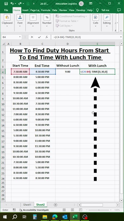 How to calculate duty hours in excel #excel #exceltech #microsoftexcel #exceltips #exceltutorial ...