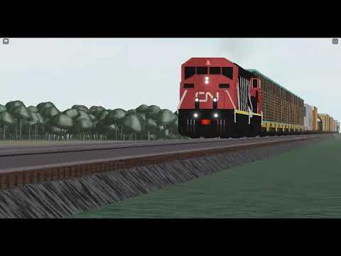 ROBLOX CN 2424 "Zebra Stripe" C40-8M Leads Manifist Train Pass Hogan Rd near Linden, MI. (2020 ...