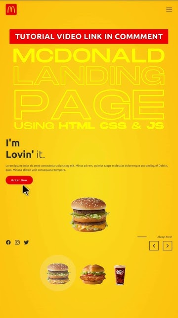 Mcdonalds Landing Header Design Using Html Css And Javascript Codebykay Html Css Javascript