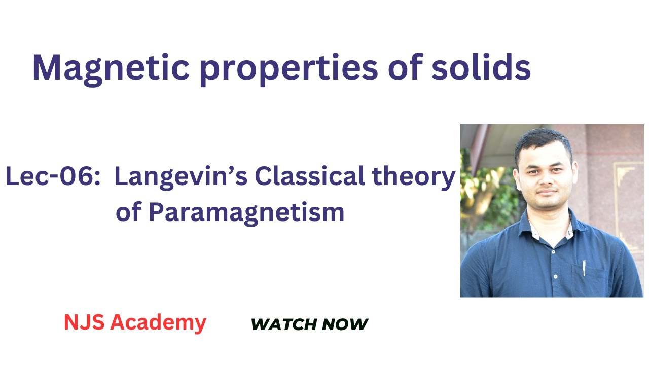 Lec-06 || LANGEVIN'S CLASSICAL THEORY OF PARAMAGNETISM || PARAMAGNETISM ...