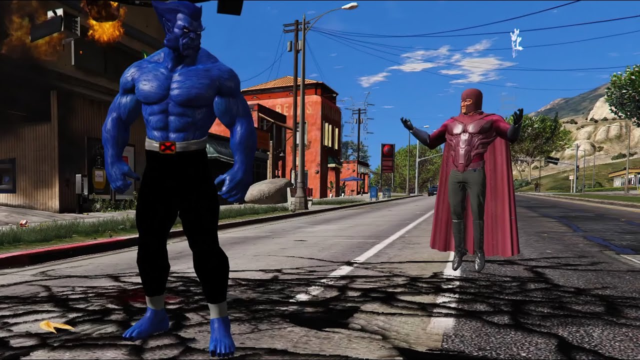 GTA 5 - Magneto vs. Beast - YouTube