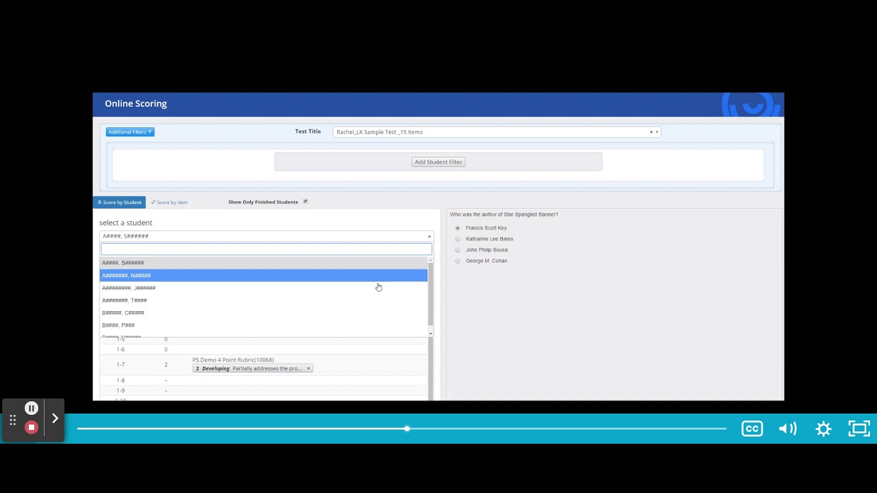 Score Items with the Online Scoring Tool in Performance Matters - YouTube