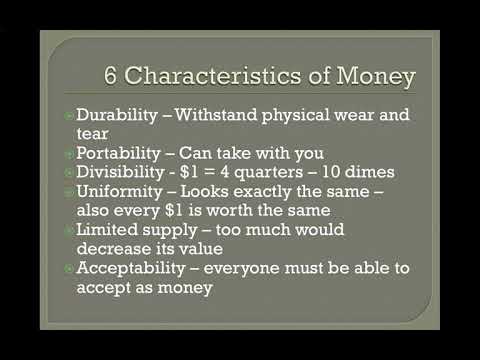 Function:Characteristics of Money - YouTube