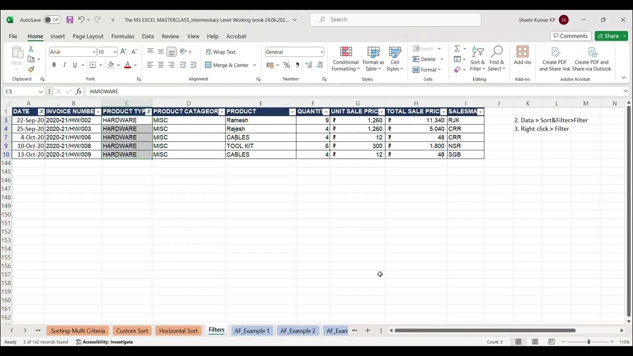 Filter And Advanced Filter Ms Excel Tutorial Msexcel Exceltricks Excel Video Tutorial Youtube