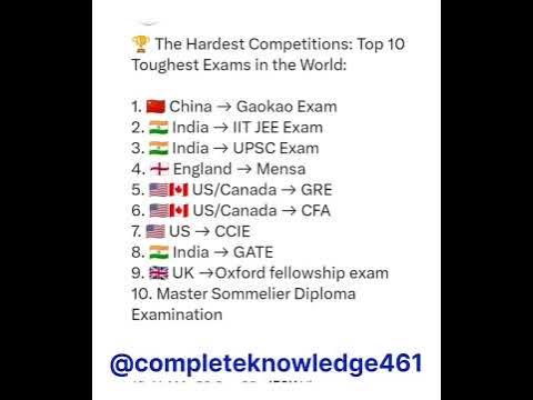 The hardest competition , Top 10 toughest exams in the world UPSC, IIT JEE Exam, Gaokao Exam ...