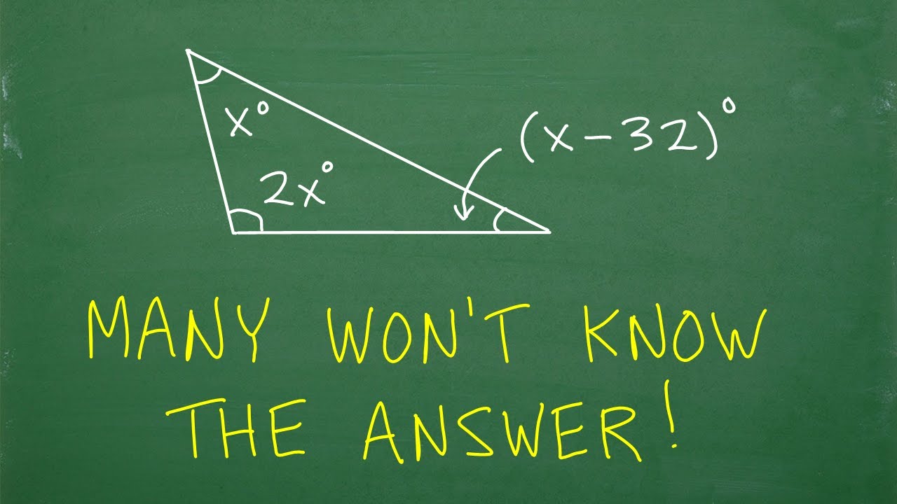 The angles of a triangle are x, 2x, and (x – 32) degrees – what are the ...