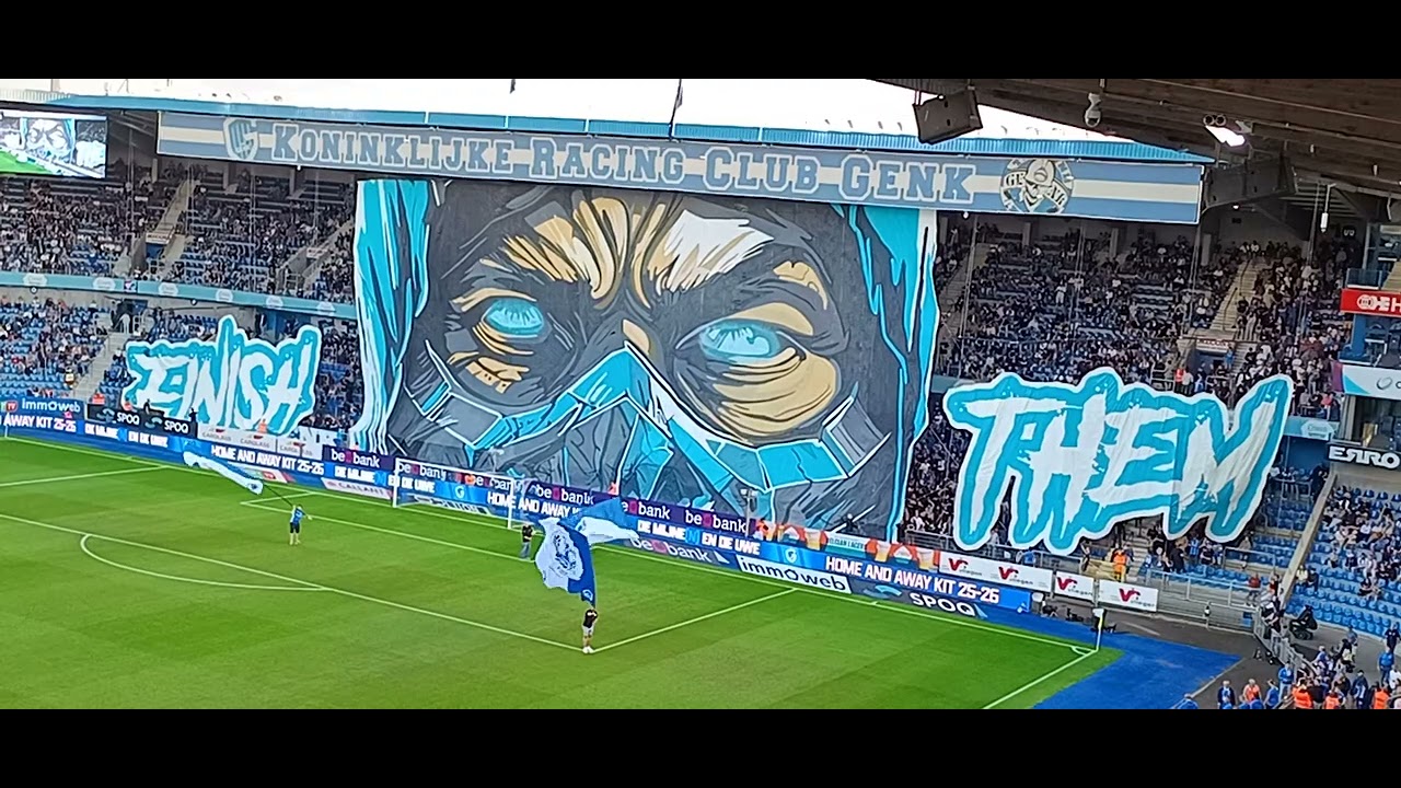 Tifo voor aanvang van KRC Genk - Lech Poznan - YouTube