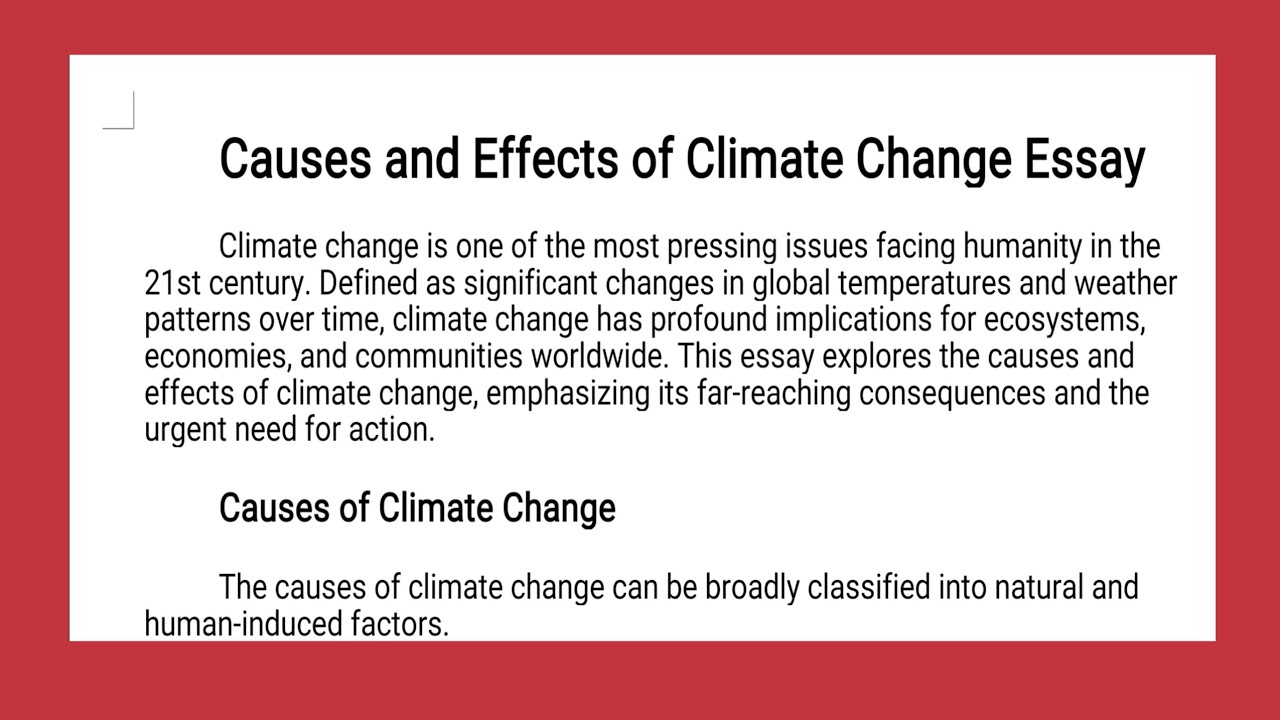 Causes and Effects of Climate Change Essay in English For Students ...