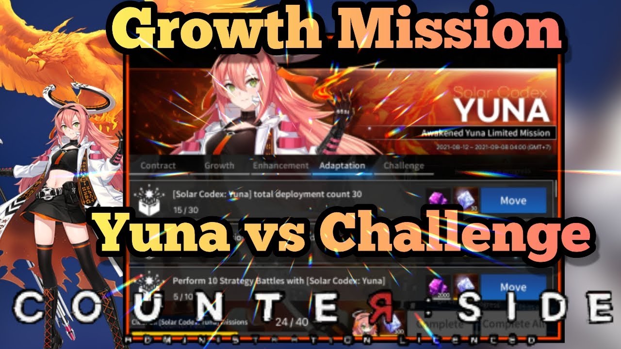Counter:Side English - Awakened Yuna Growth Mission & A.Yuna VS ...