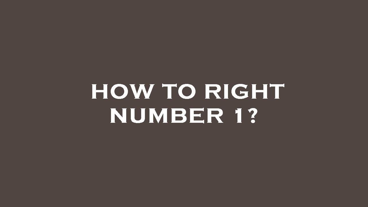 How to right number 1? - YouTube