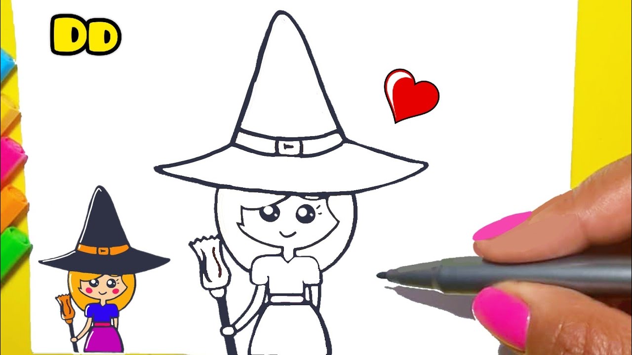 CÓMO DIBUJAR UNA HERMOSA BRUJA KAWAII DE HALLOWEEN - YouTube