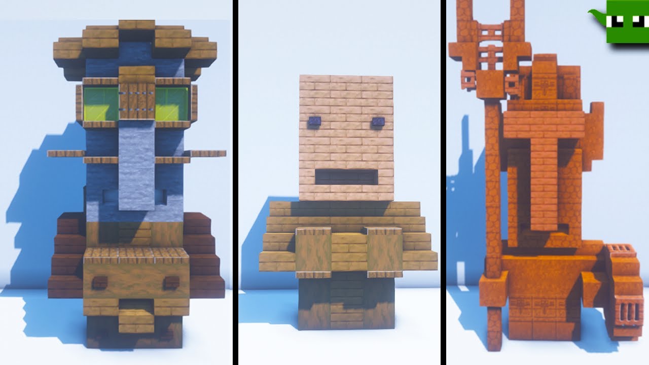 Minecraft | How to Build 3 Cute Statues - YouTube