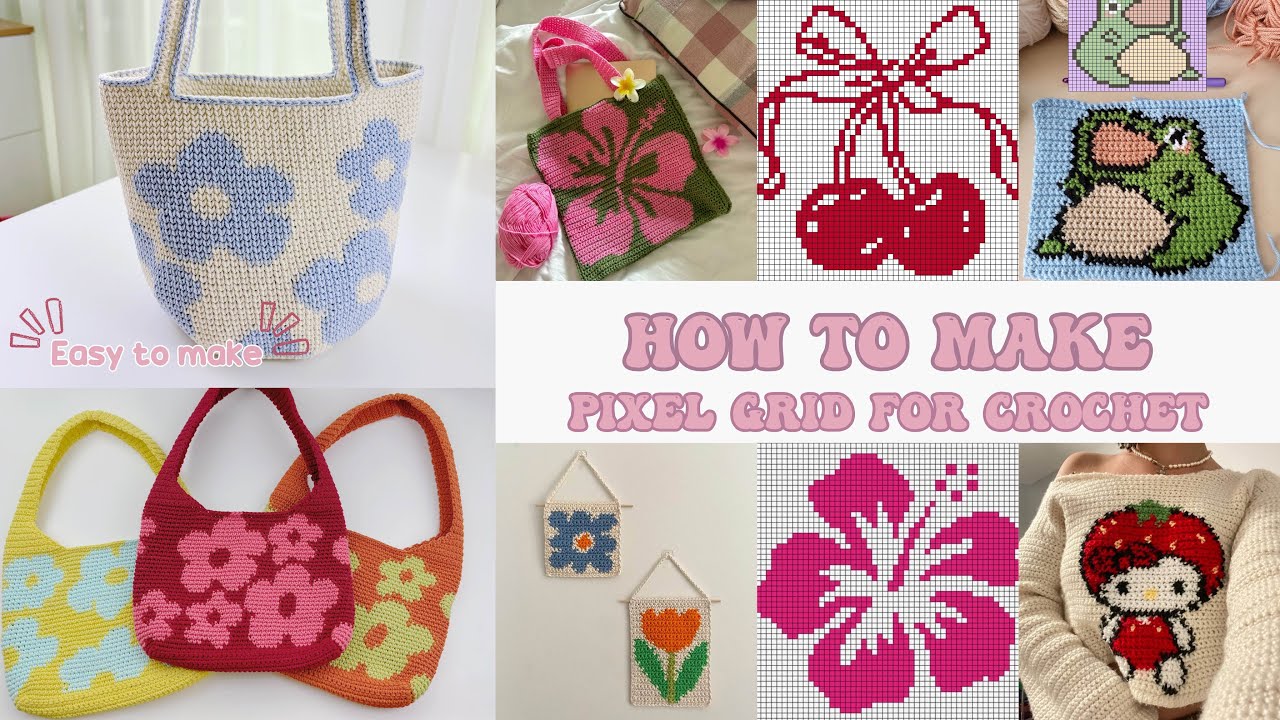 How to make pixel grid for crochet | KJ Korn - YouTube