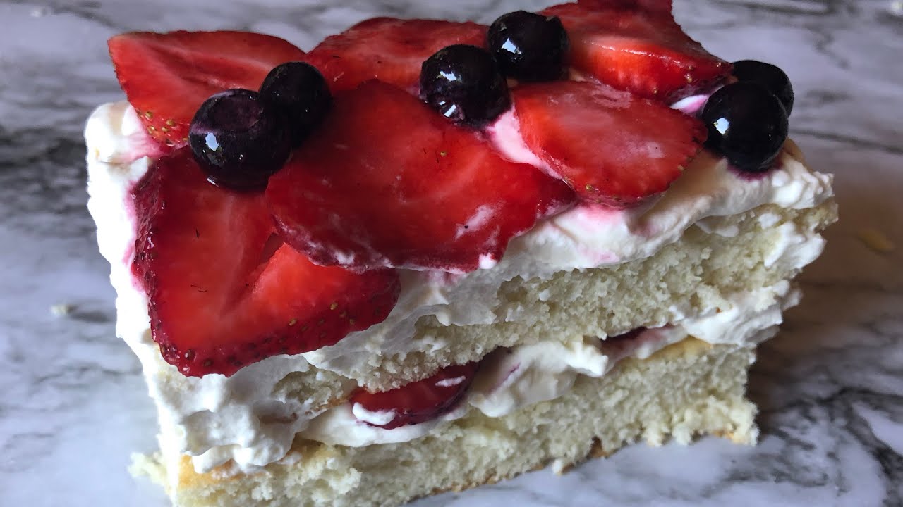 Snow Cake/layered with cream and fruits! - YouTube