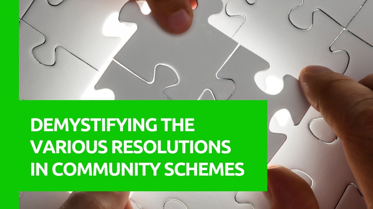 Demystifying the various types of resolutions in community schemes ...