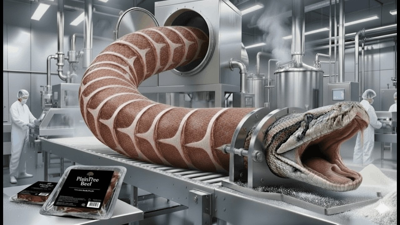Inside the World's Most Dangerous Factory: Giant Anaconda Snake Meat ...