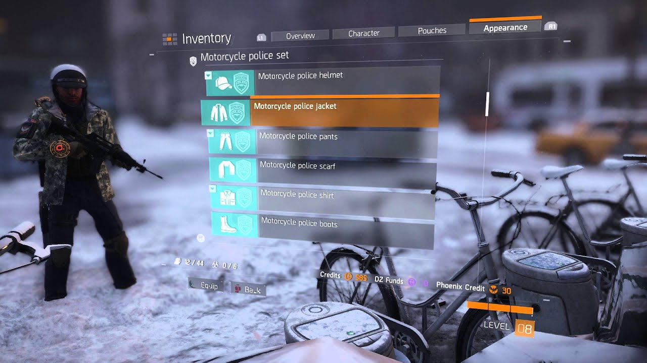 The Division - Full Motorcycle Police Outfit Appearance Gameplay (Scarf ...