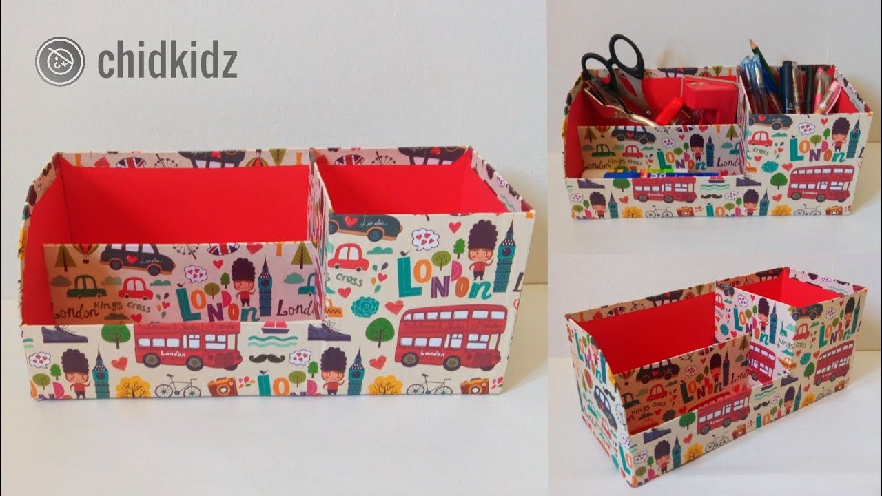 London Desk Organization Cardboard DIY [ 3 Minute Craft ] - YouTube