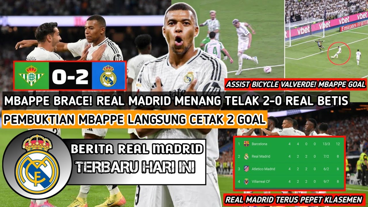 MBAPPE BRACE Real Madrid Menang Telak 2-0 Vs Real Betis😍Pembuktian Mbappe Langsung Cetak 2 Goal🔥 ...